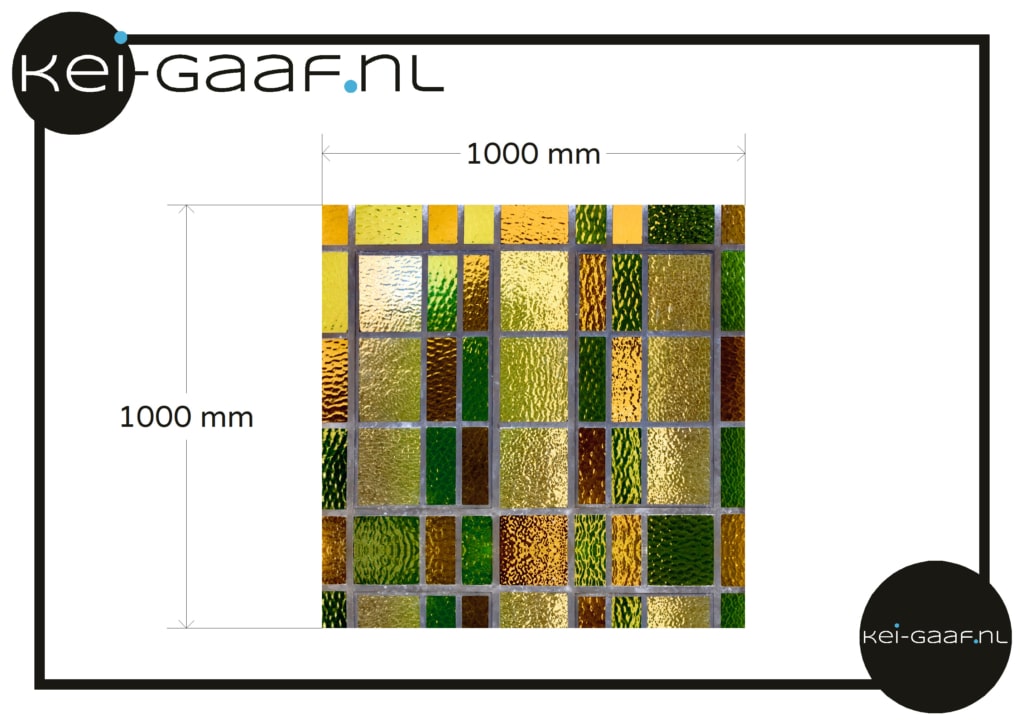 Raamfolie glas in lood geel bruin groen 78,00 app 5642 - Kei-Gaaf