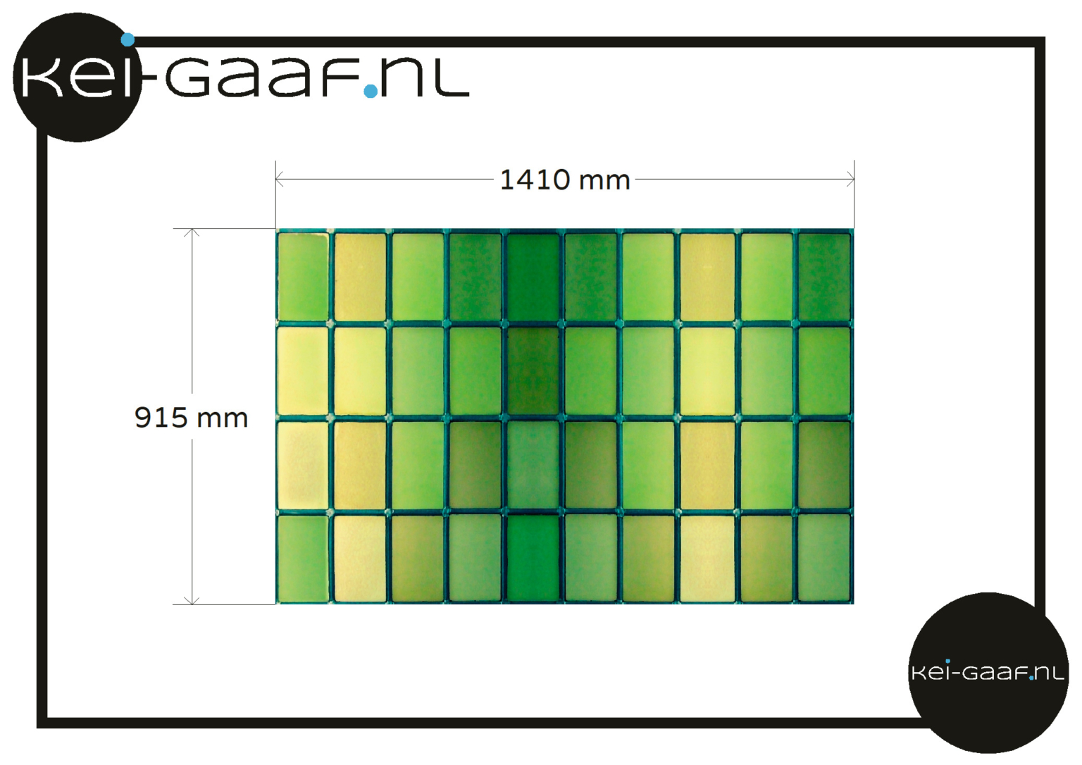groen geel vlakken glas in lood raamfolie extra kosten afmeting 18,00 BS 13045 2 - Kei-Gaaf