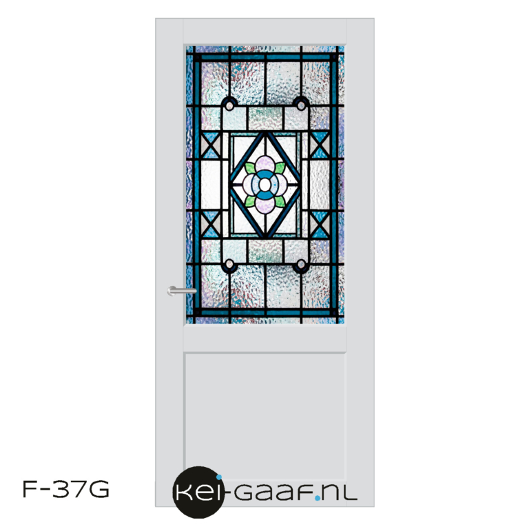Glas in lood raamfolie blauw bloem 37G - Kei-Gaaf