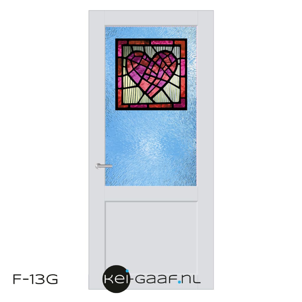 Glas in lood raamfolie op maat modern hart vlak 13G - Kei-Gaaf