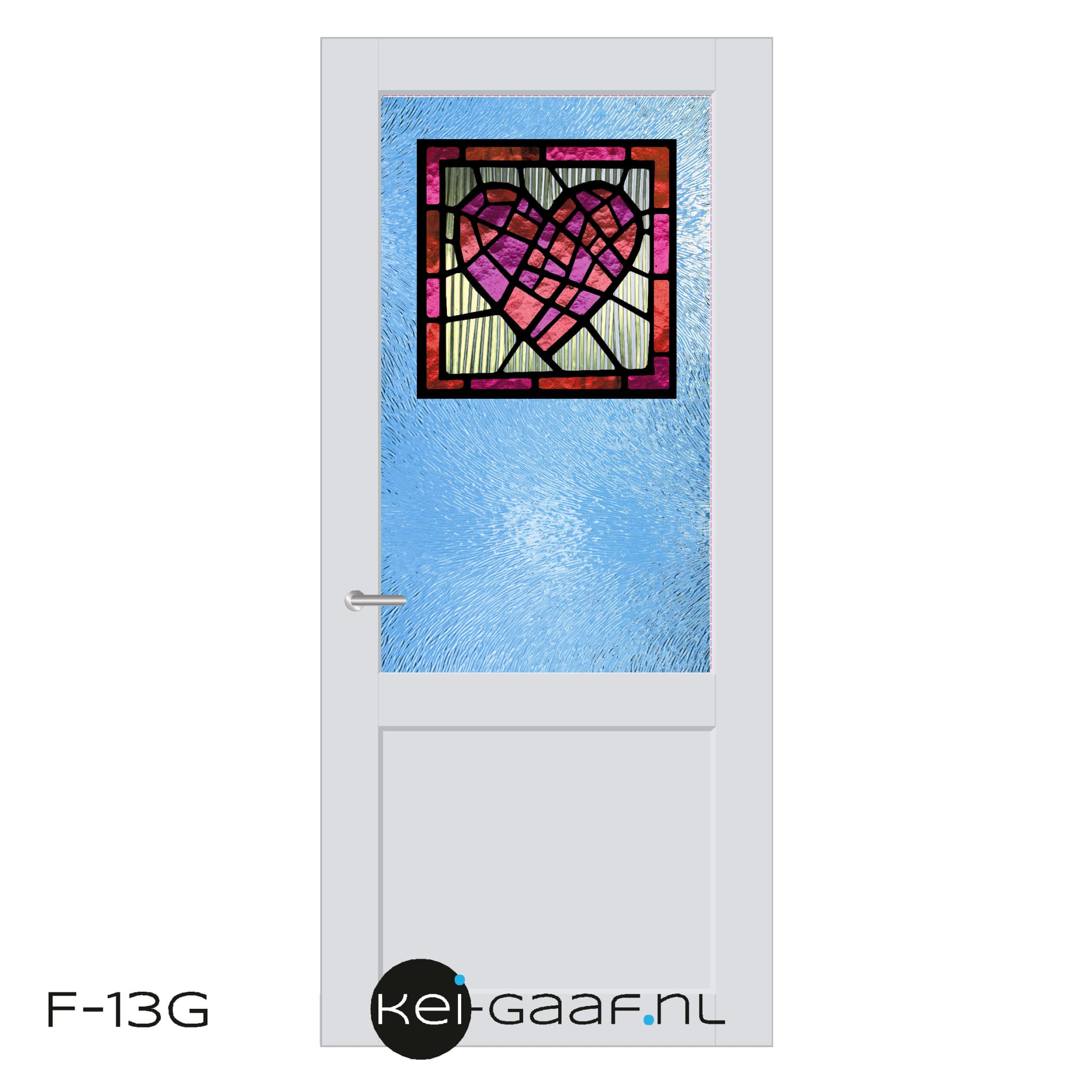 Glas in lood raamfolie op maat modern hart vlak 13G - Kei-Gaaf