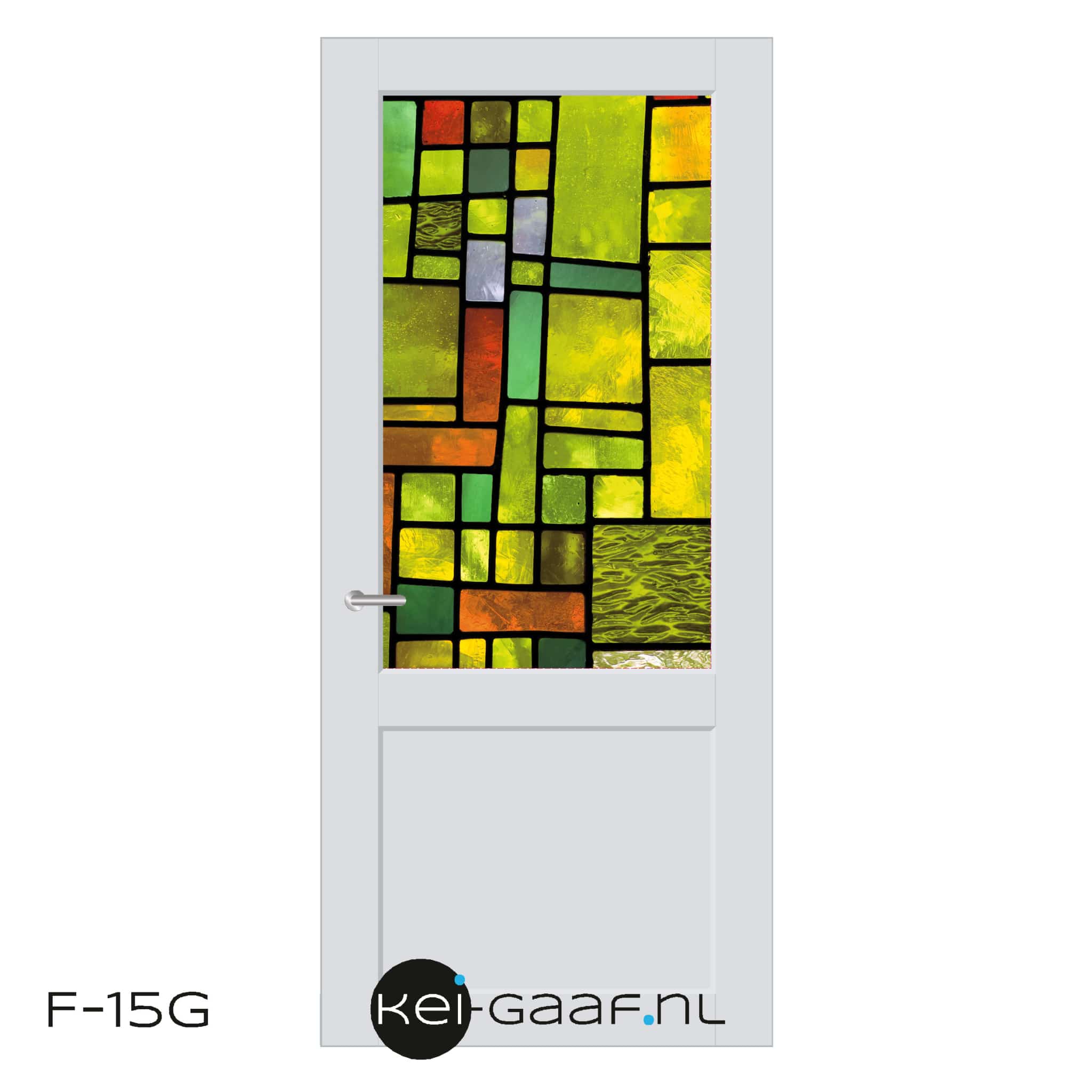 Glas in lood raamfolie op maat motief modern groen 15G - Kei-Gaaf