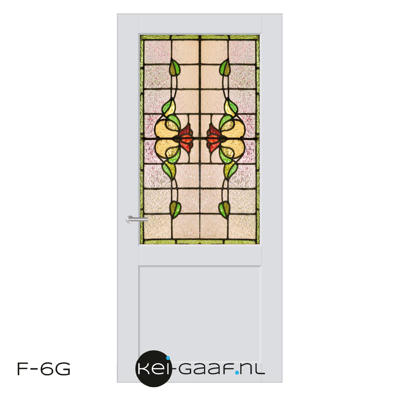 Glas in lood raamfolie op maat motief rood bloem 6G - Kei-Gaaf