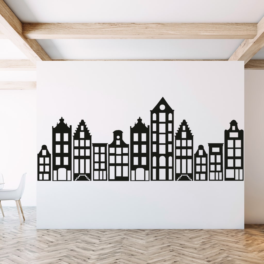 Muursticker gesneden Huisjes Amsterdam - Kei-Gaaf