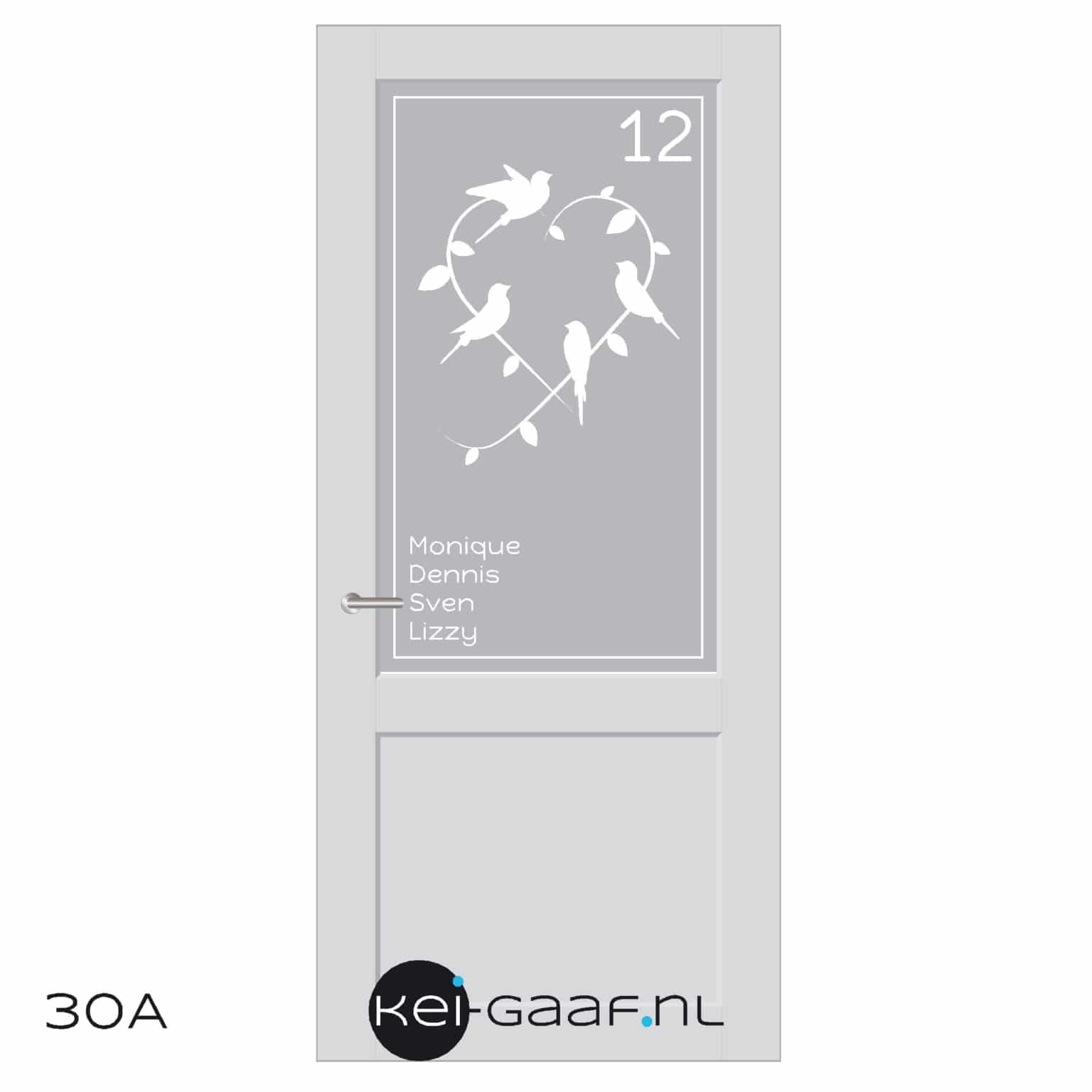 Raamfolie melkglas vogel hart 30A - Kei-Gaaf